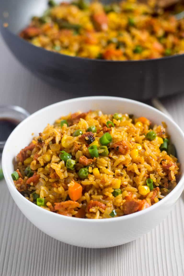 Arroz Frito de chorizo tableño receta con sabor panameño - Nashi Food!
