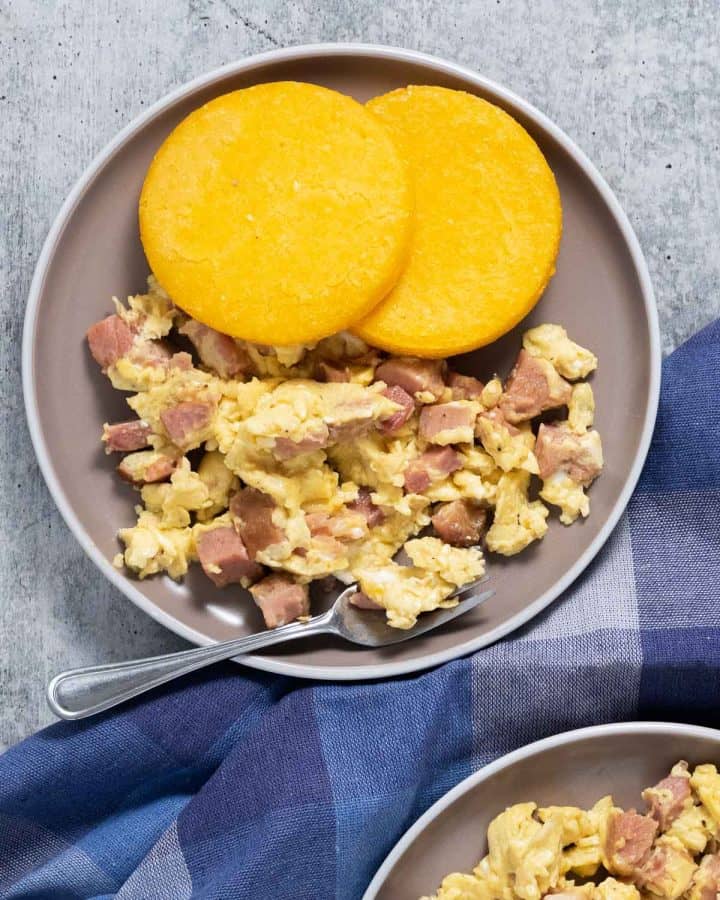 Ham and Eggs Scramble (Huevos con Jamón) Breakfast For Two